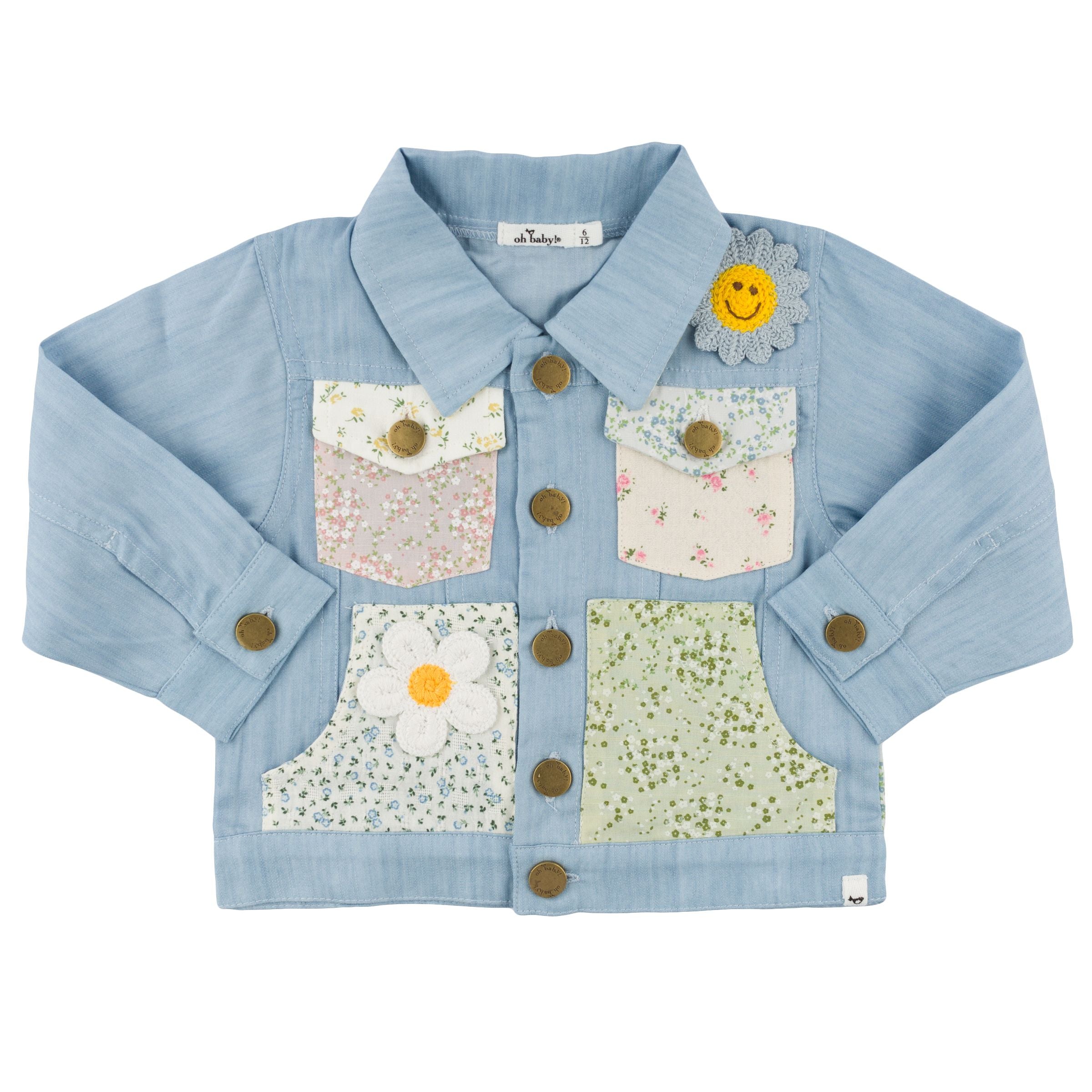 Dylan Lyocell Denim Jacket - Flower Field - Light Wash | Twinkle Twinkle Little One