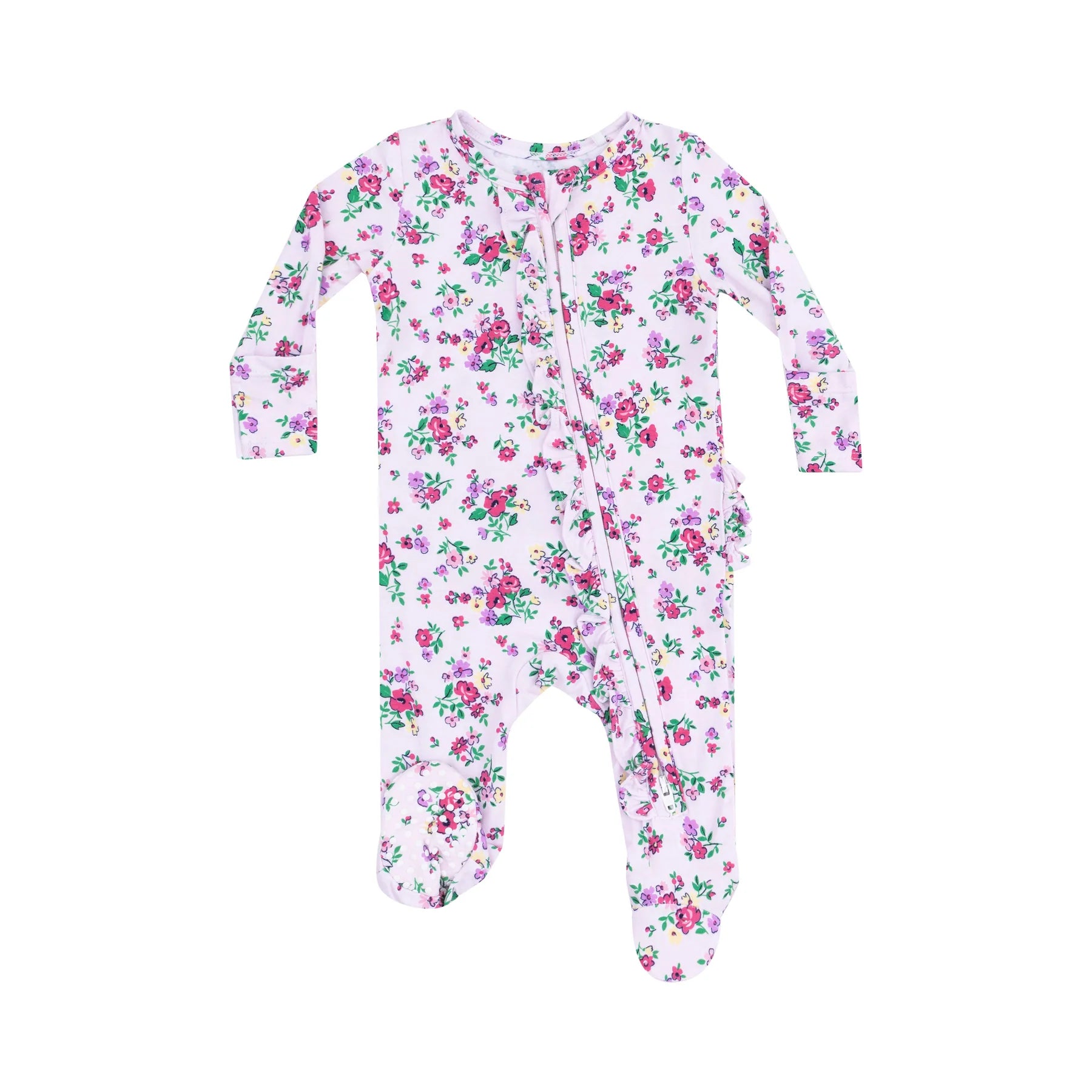 Preppy Roses 2 Way Ruffle Back Footie | Twinkle Twinkle Little One