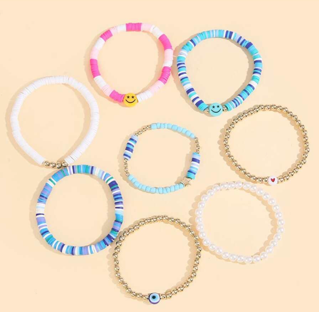 Smiley Colorful Fun Bracelet Set - Blue | Twinkle Twinkle Little One