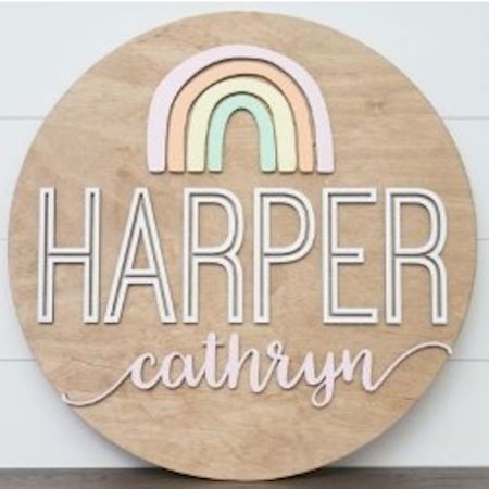 Sugar + Maple Round Personalized Name Sign | Rainbow | Twinkle Twinkle ...
