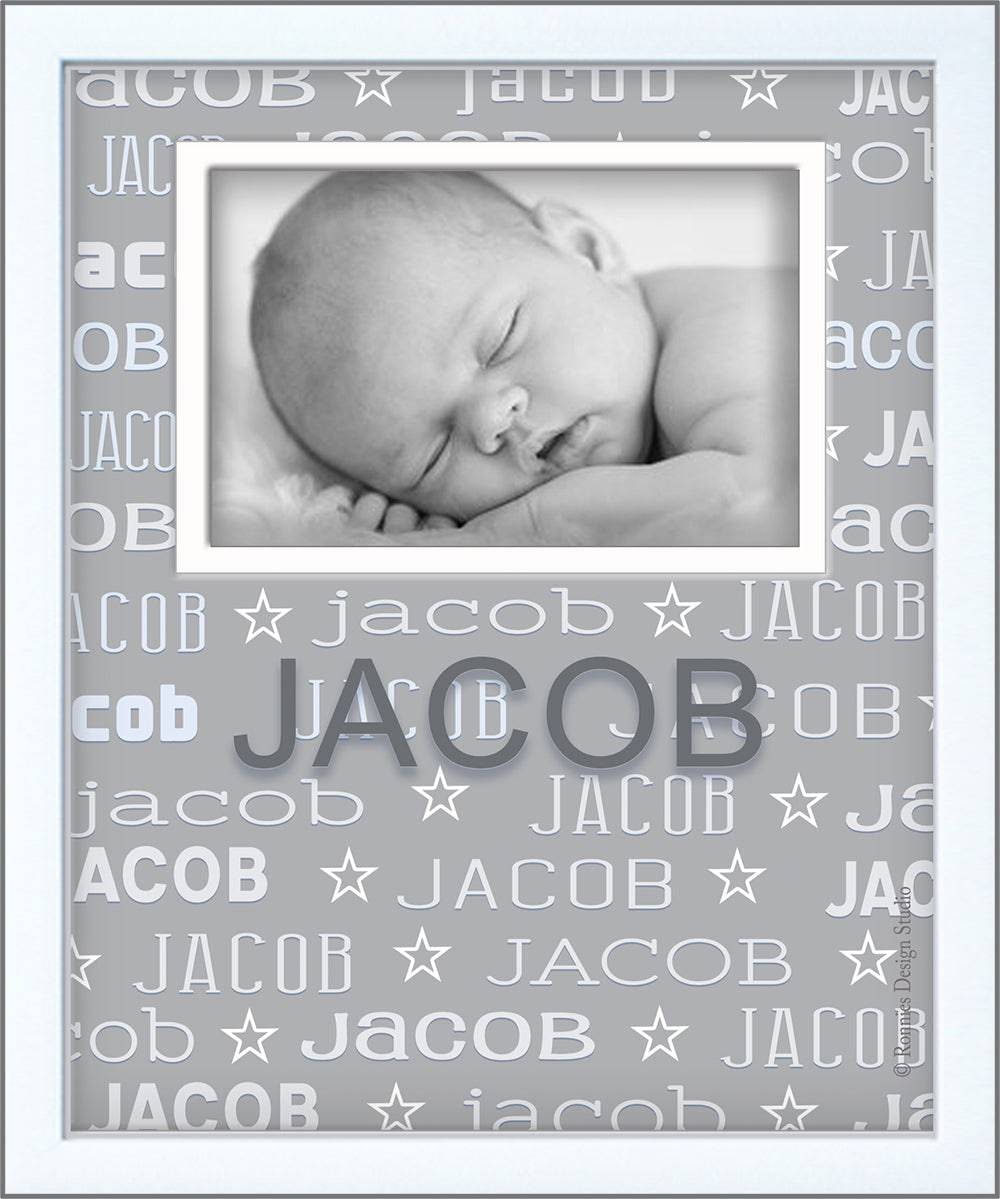 Names All Around Photo Frame - Grey Stars | Twinkle Twinkle Little One